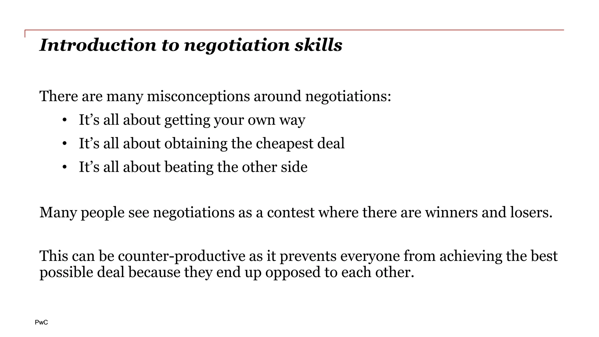 PwC Workshop: ‘Introduction to Negotiation Skills’ | PDF | Business ...