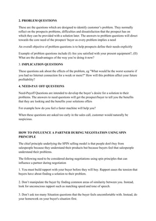 How to influence a partner during negotiation, using SPIN principle ...