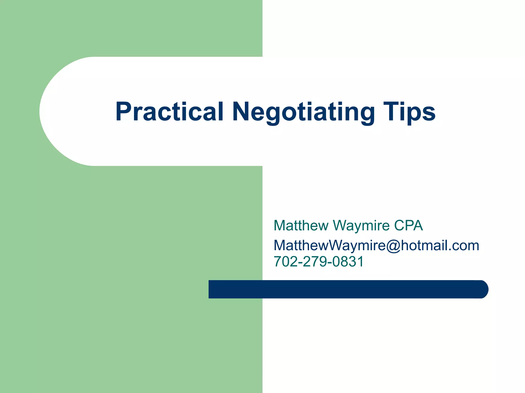 Negotiation Tips and Tricks | PPT