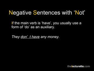 Negative Sentences with 'Not' | PPT