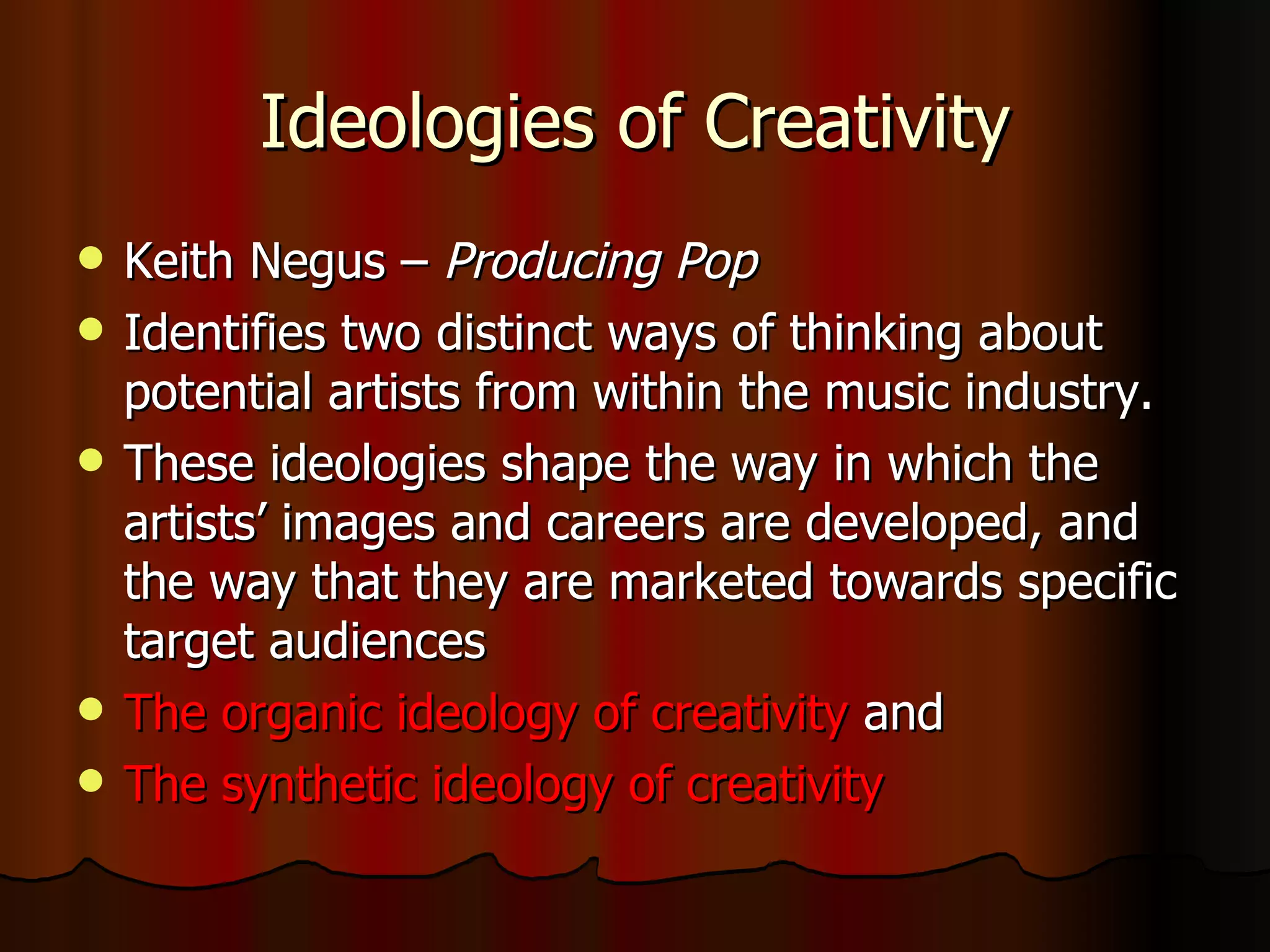 Negus Organic And Synthetic Ideologies | PPT | Music | Entertainment