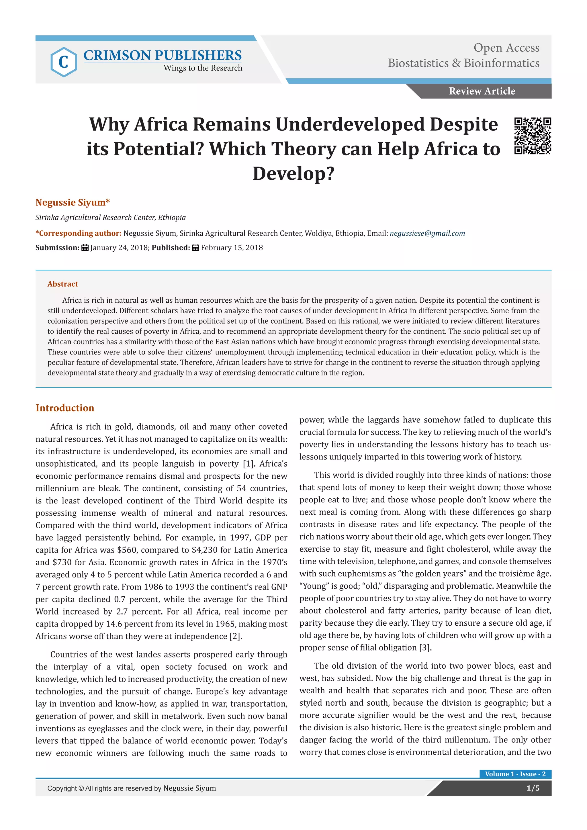 Why Africa remains underdeveloped? | PDF