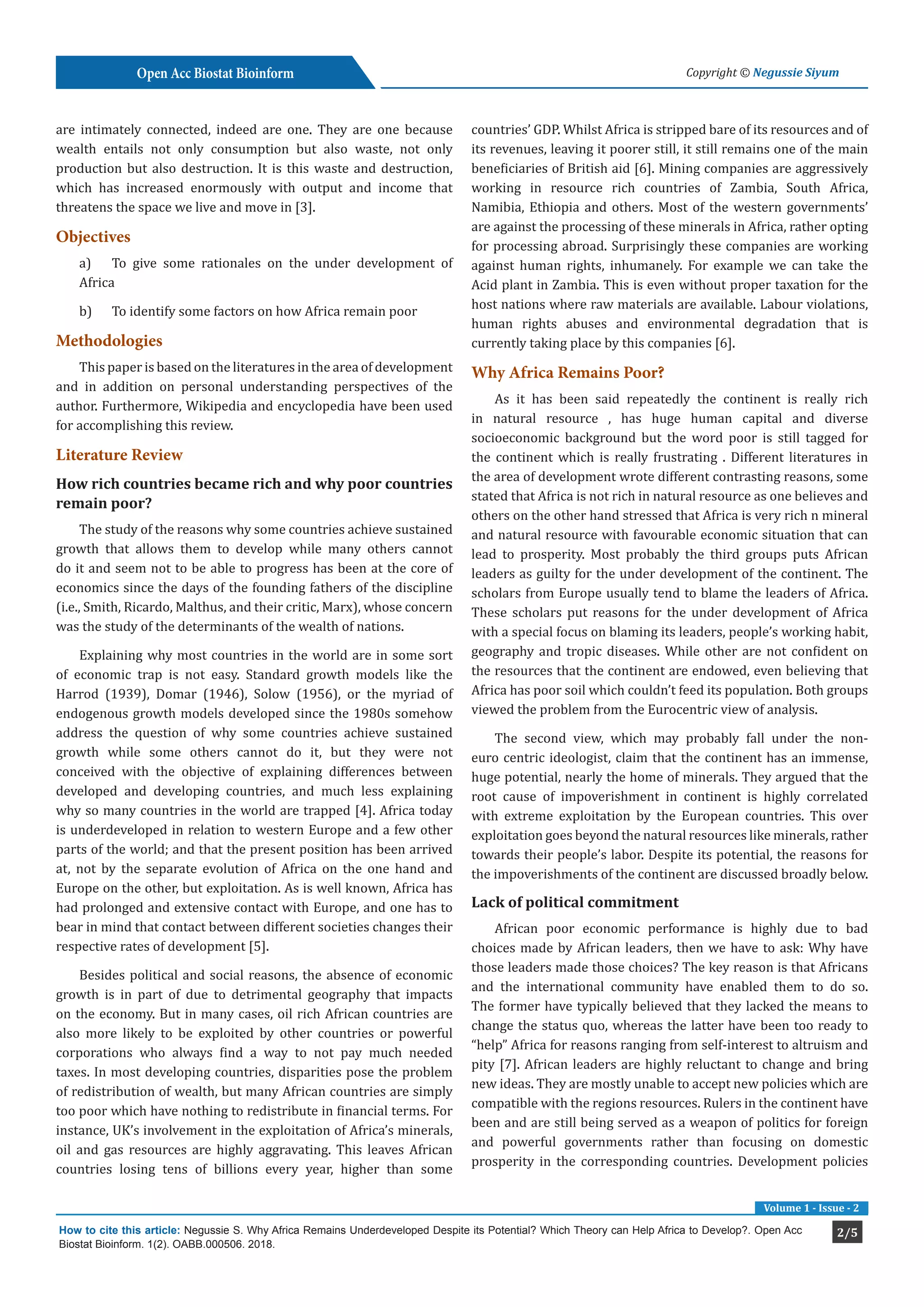 Why Africa remains underdeveloped? | PDF