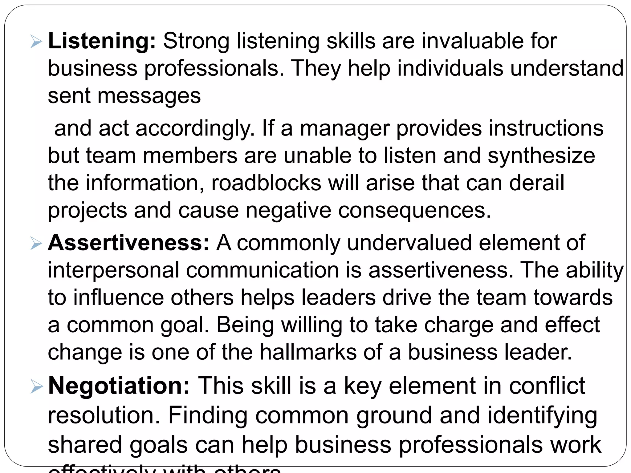 Interpersonal Communication | PPTX | Business Administration | Business