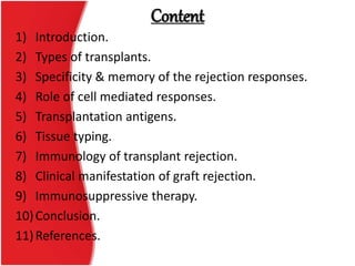 Transplantation immunology | PPTX