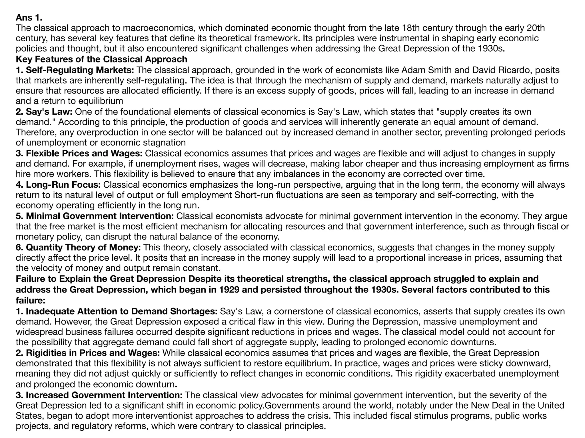 The classical approach to macroeconomics, which dominated economic ...