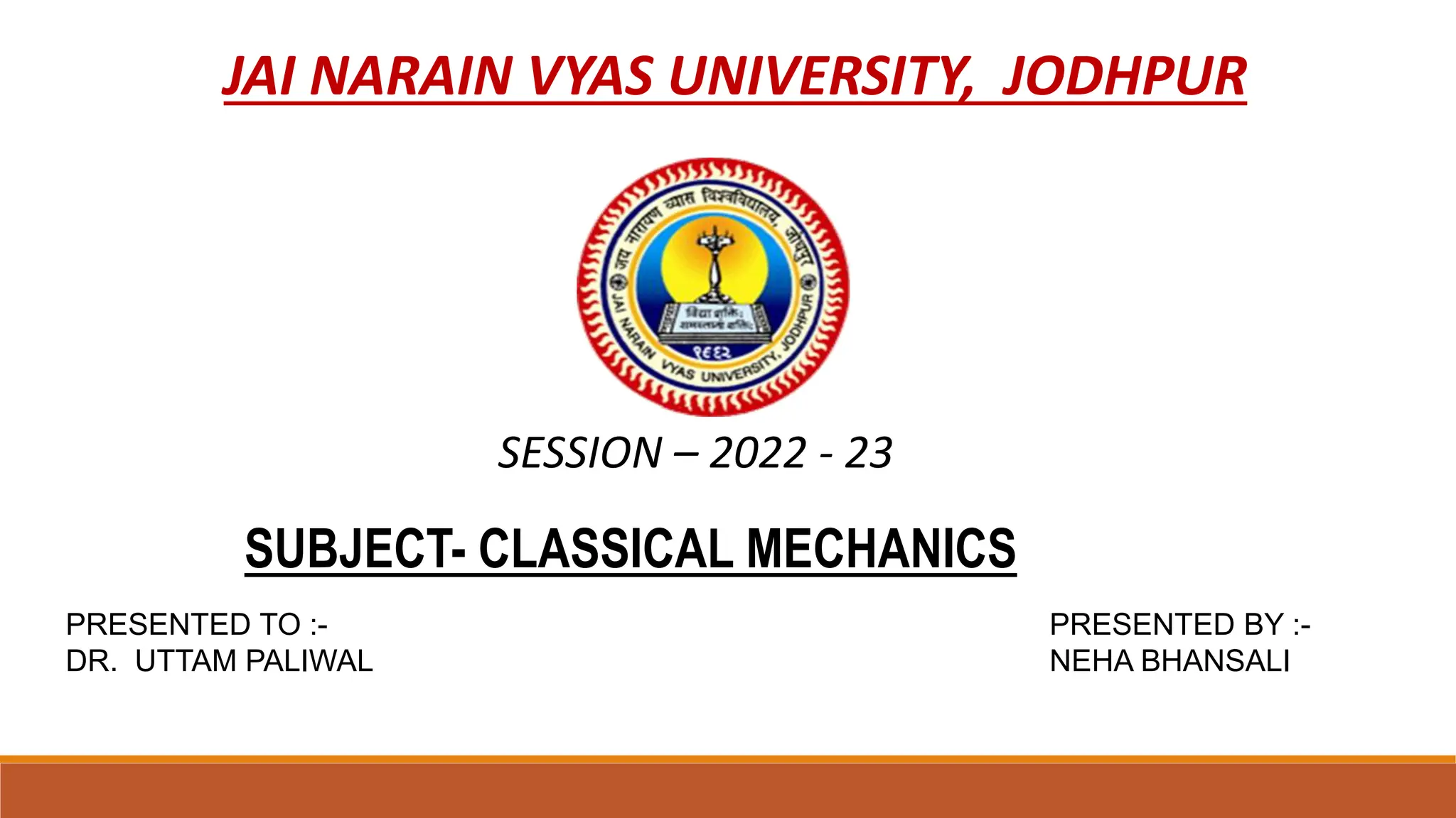 NEHA BHANSALI, classical mechanics.pptx