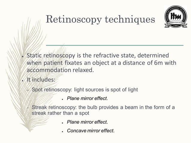 Static retinoscopy by Neha D. Jadhav B.Optometry 2nd yr | PDF | Eye and ...
