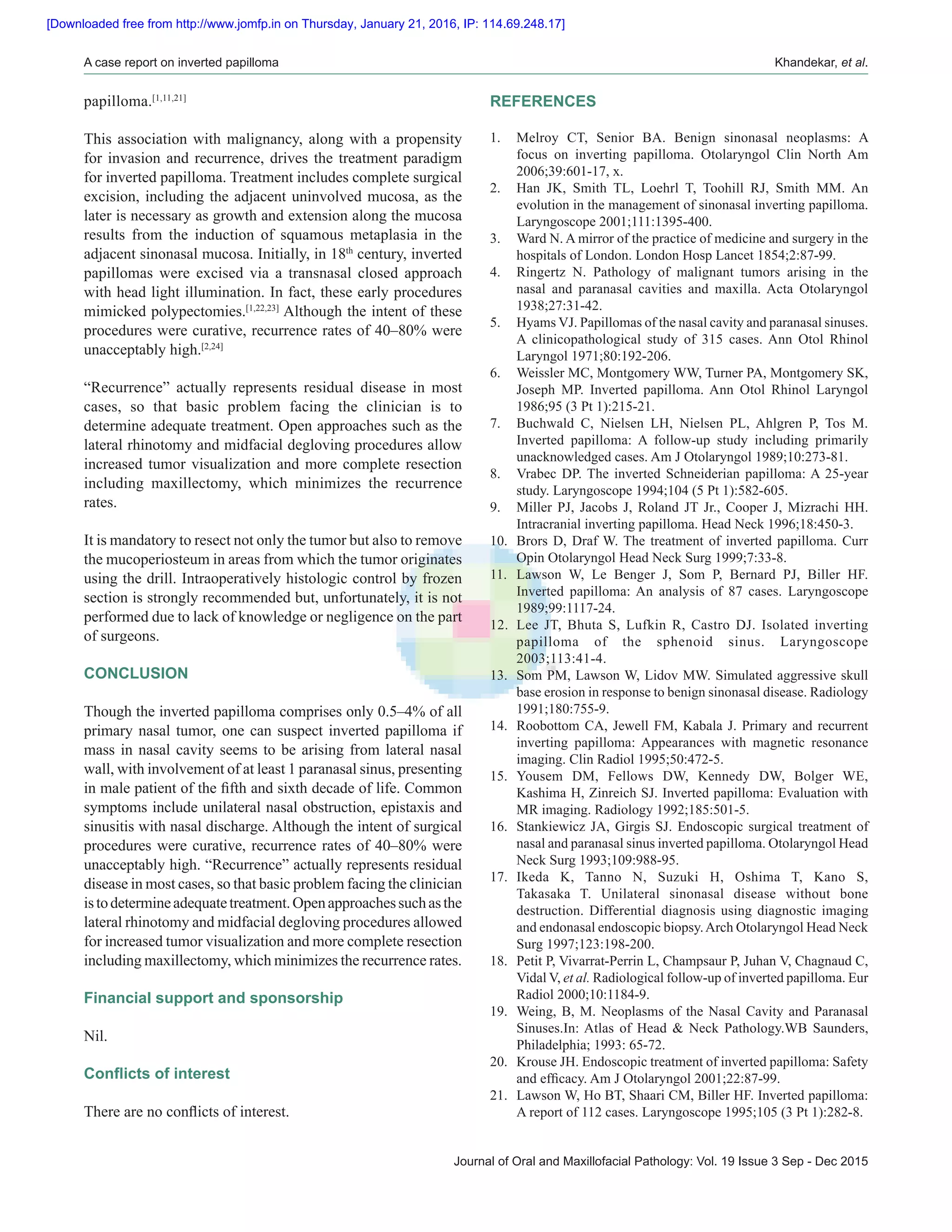 sinonasal inverted papilloma | PDF