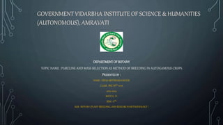 Pureline and Mass selection methods of plant breeding | PPTX