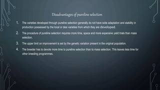 Pureline and Mass selection methods of plant breeding | PPTX