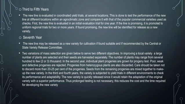 Pureline and Mass selection methods of plant breeding | PPTX ...