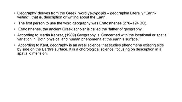 PG geo Thoughts evolution of Geography thought | PPT