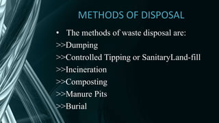 Waste disposal presentation food safety and standard | PPT