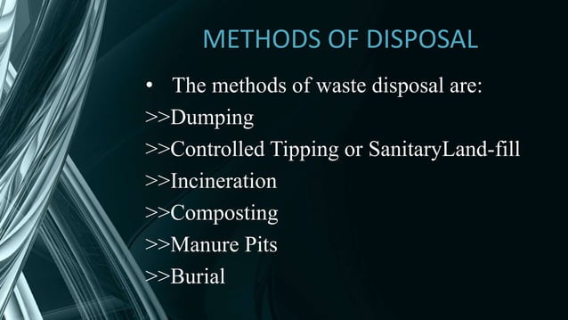 Waste disposal presentation food safety and standard | PPT