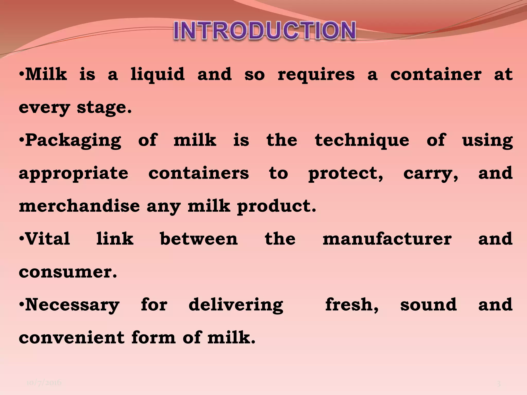 packaging of milk and milk products | PPTX | Food & Drink