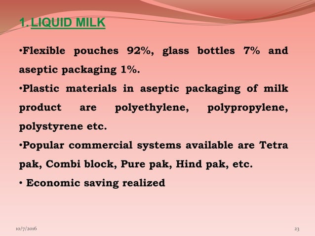 packaging of milk and milk products | PPTX | Food & Drink