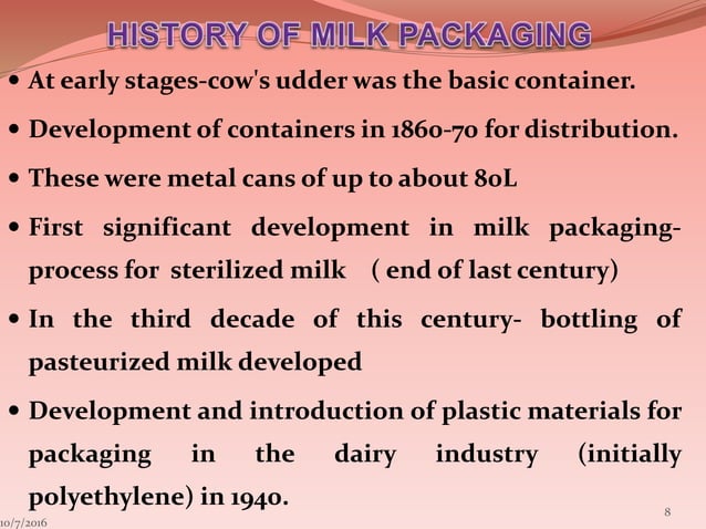 packaging of milk and milk products | PPTX | Food & Drink
