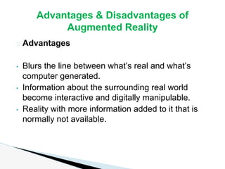 augmented reality and virtual reality | PPTX
