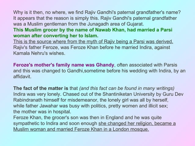 Nehru Gandhi Family Secrets | PPT