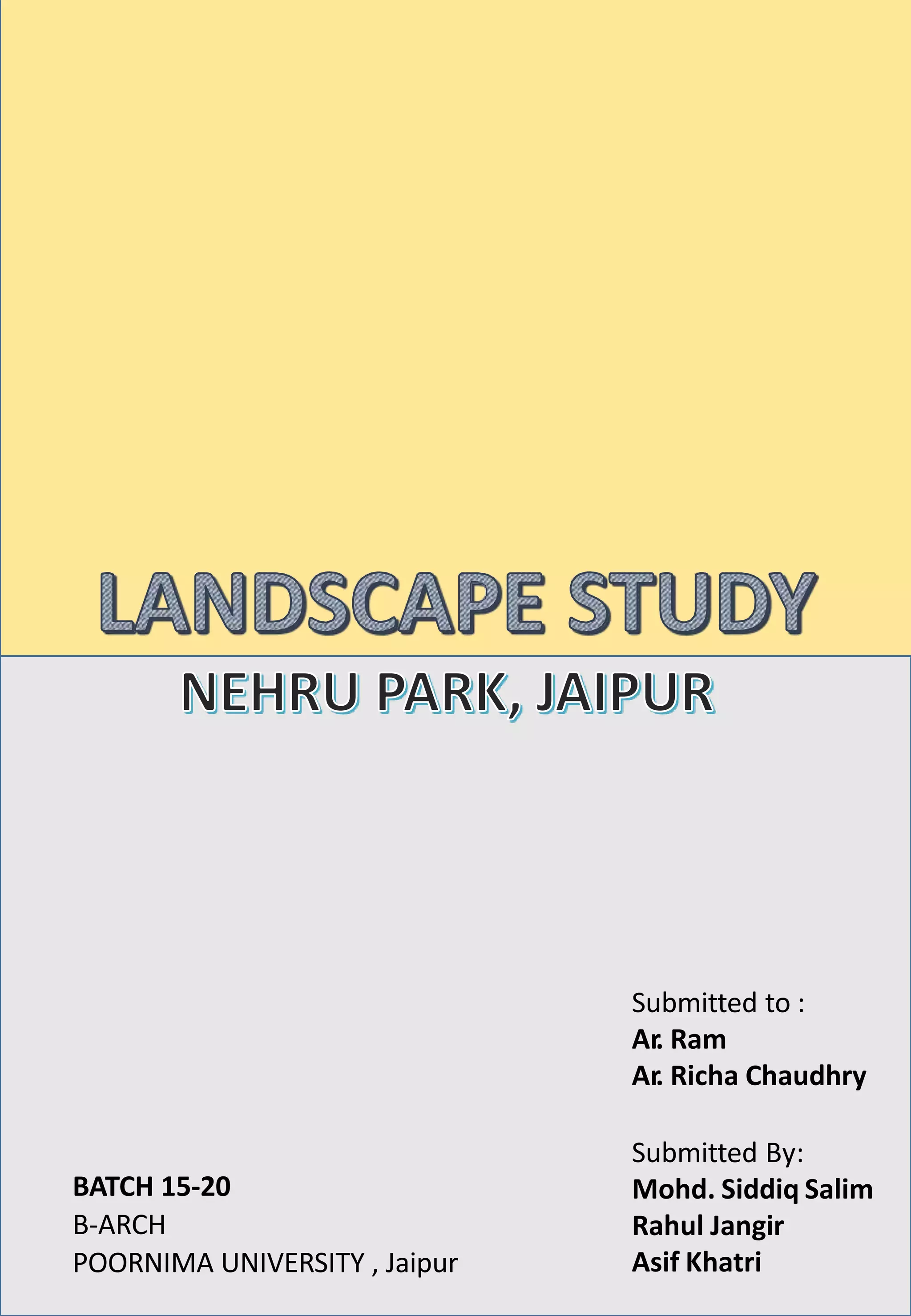 LANDSCAPE STUDY - NEHRU PARK, JAIPUR | PPTX