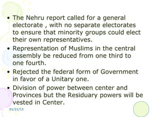 Nehru report and jinnah’s fourteen points | PPT