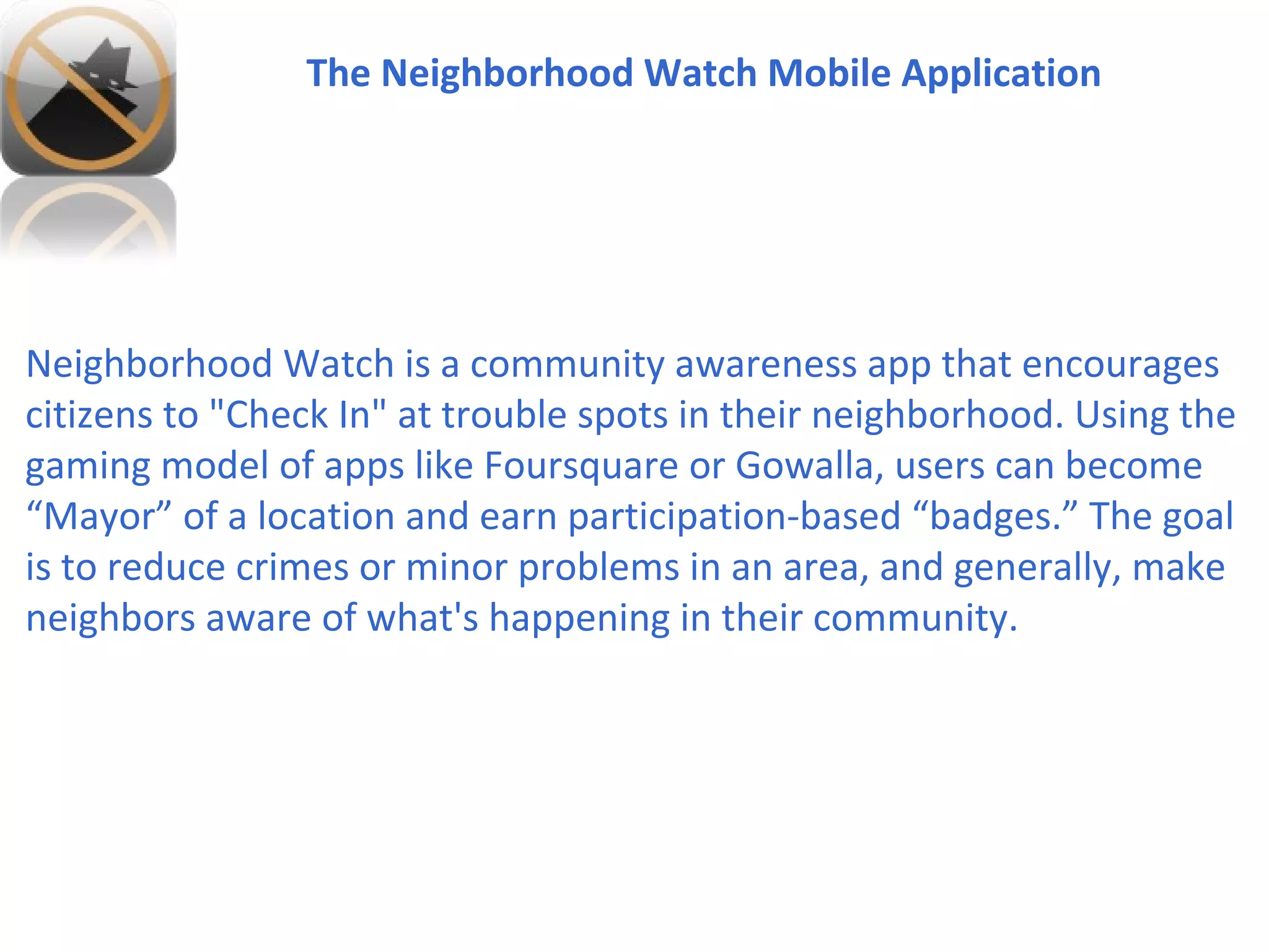 Neighborhood Watch prototype (storyboard narrative) | PPT