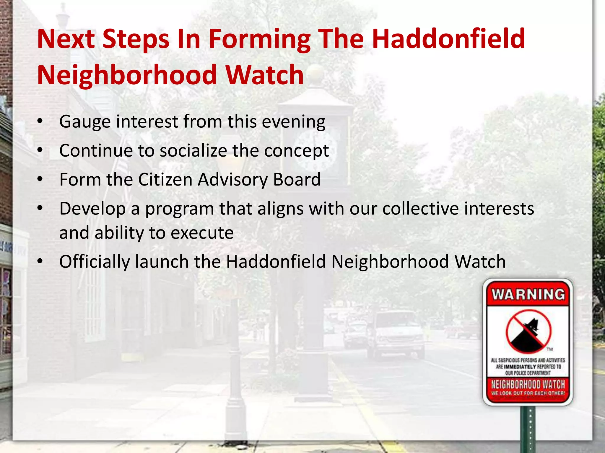 Haddonfield Civic Association Neighborhood Watch | PPTX