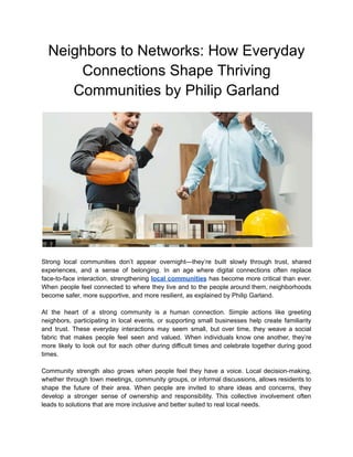 Neighbors to Networks_ How Everyday Connections Shape Thriving ...