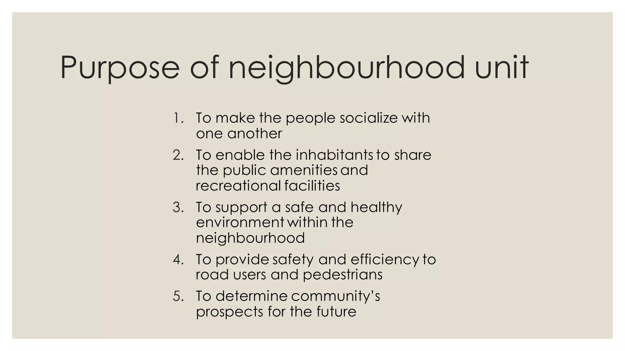 Neighbourhood unit (Clarence Perry) | PDF