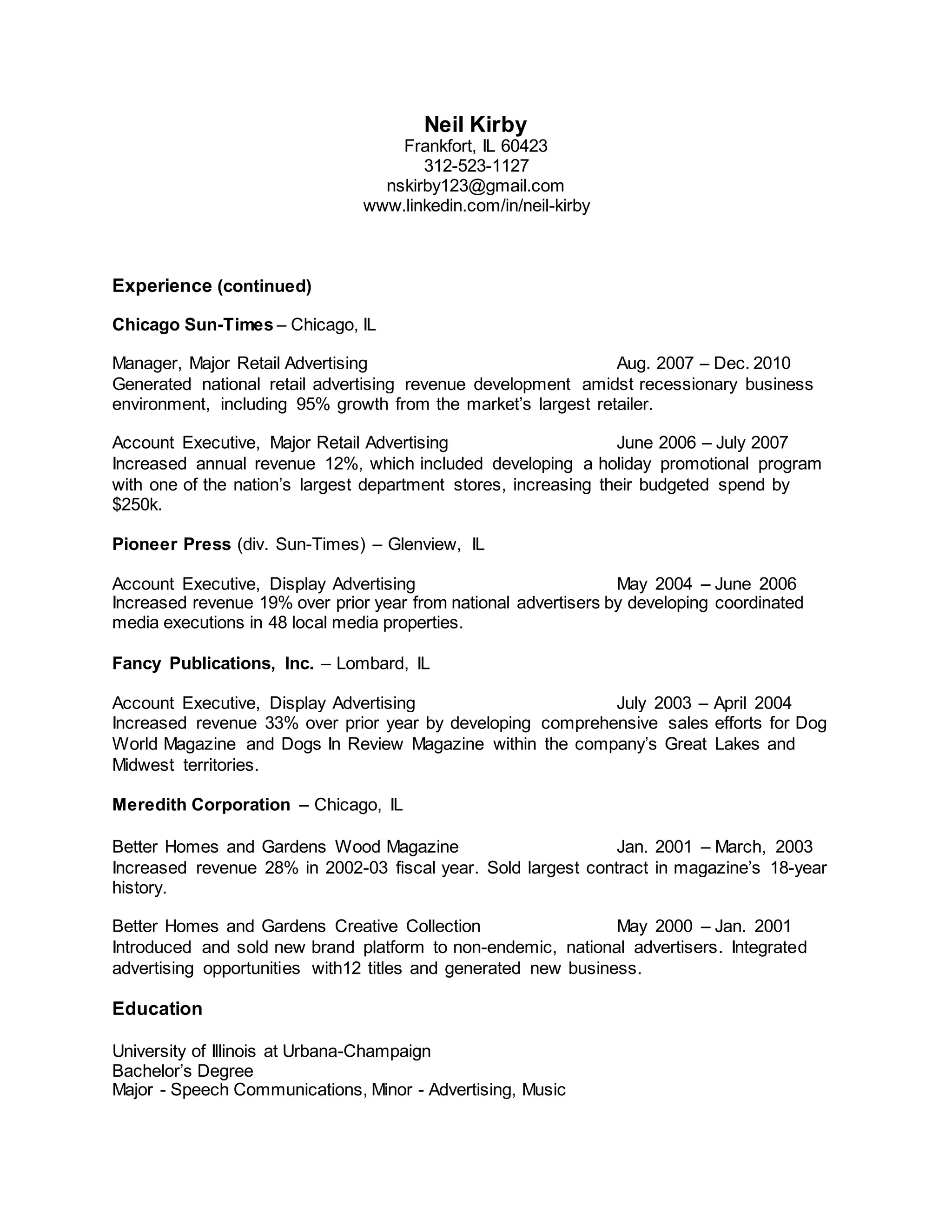 Neil Kirby Resume 12/2017 | DOCX