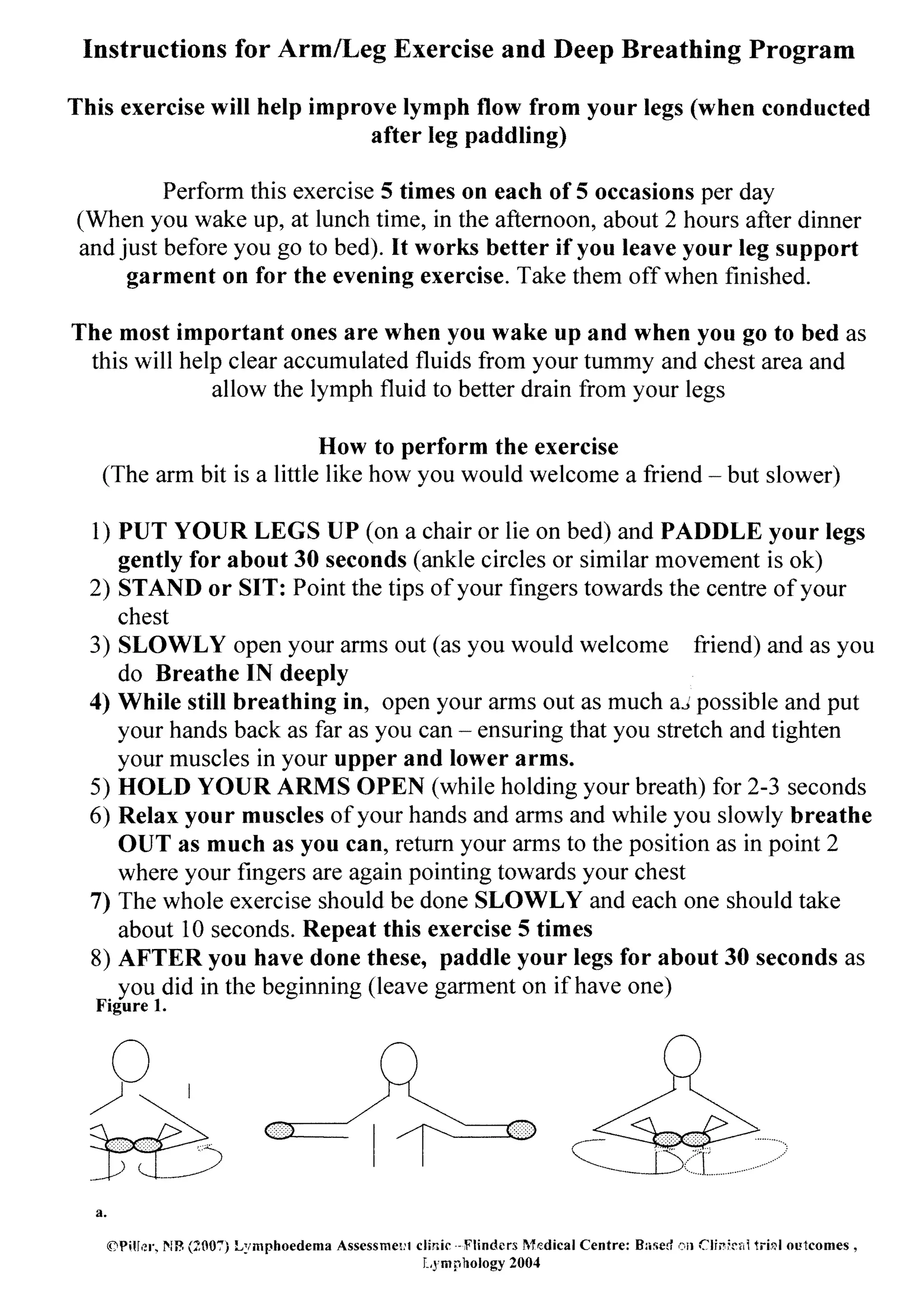 Neil piller instructions for arm, leg exercises and deep breathing ...