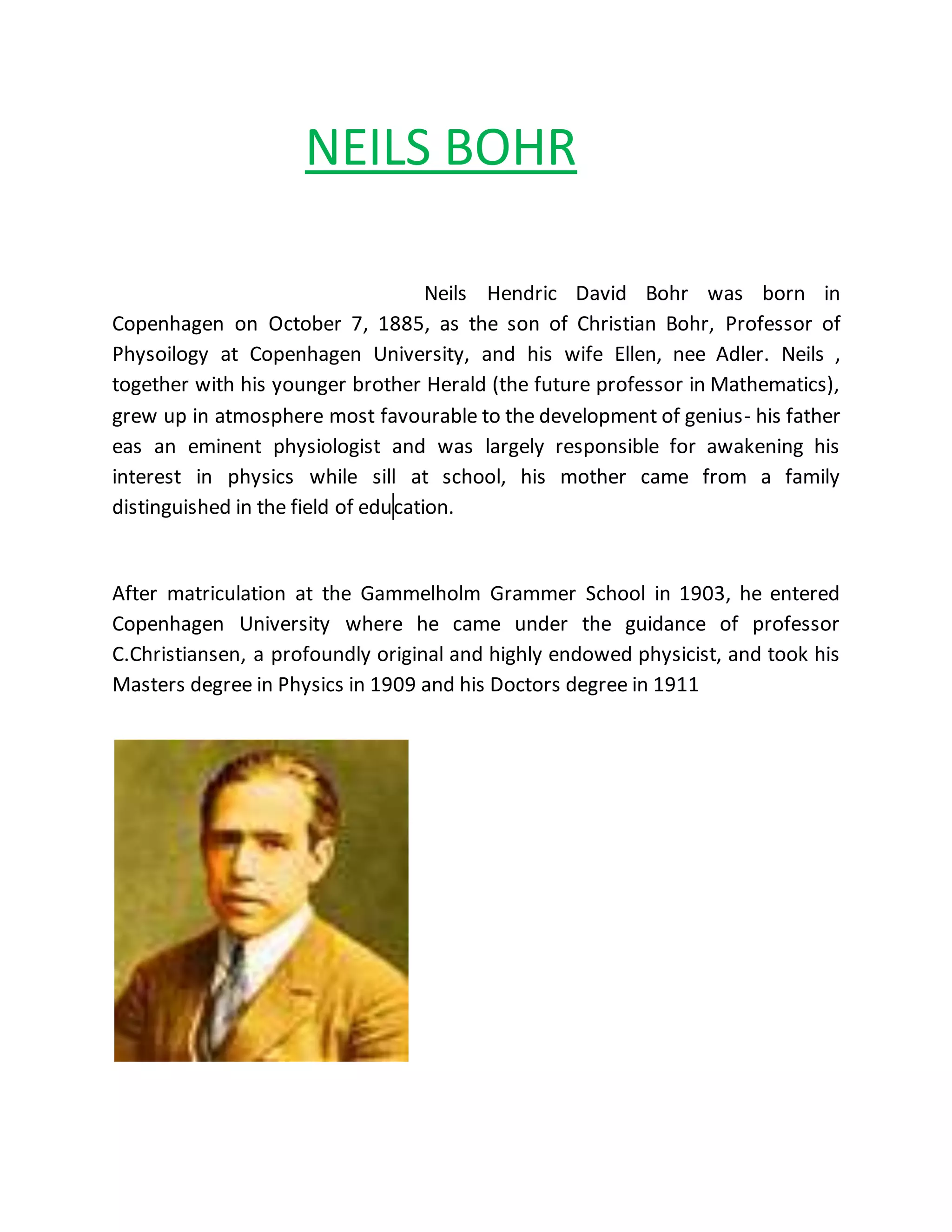 Neils bohr | DOCX | Chemistry | Science