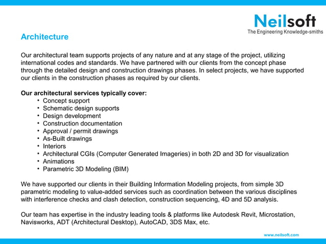 Neilsoft architecture, masterplanning and urban design services | PPT