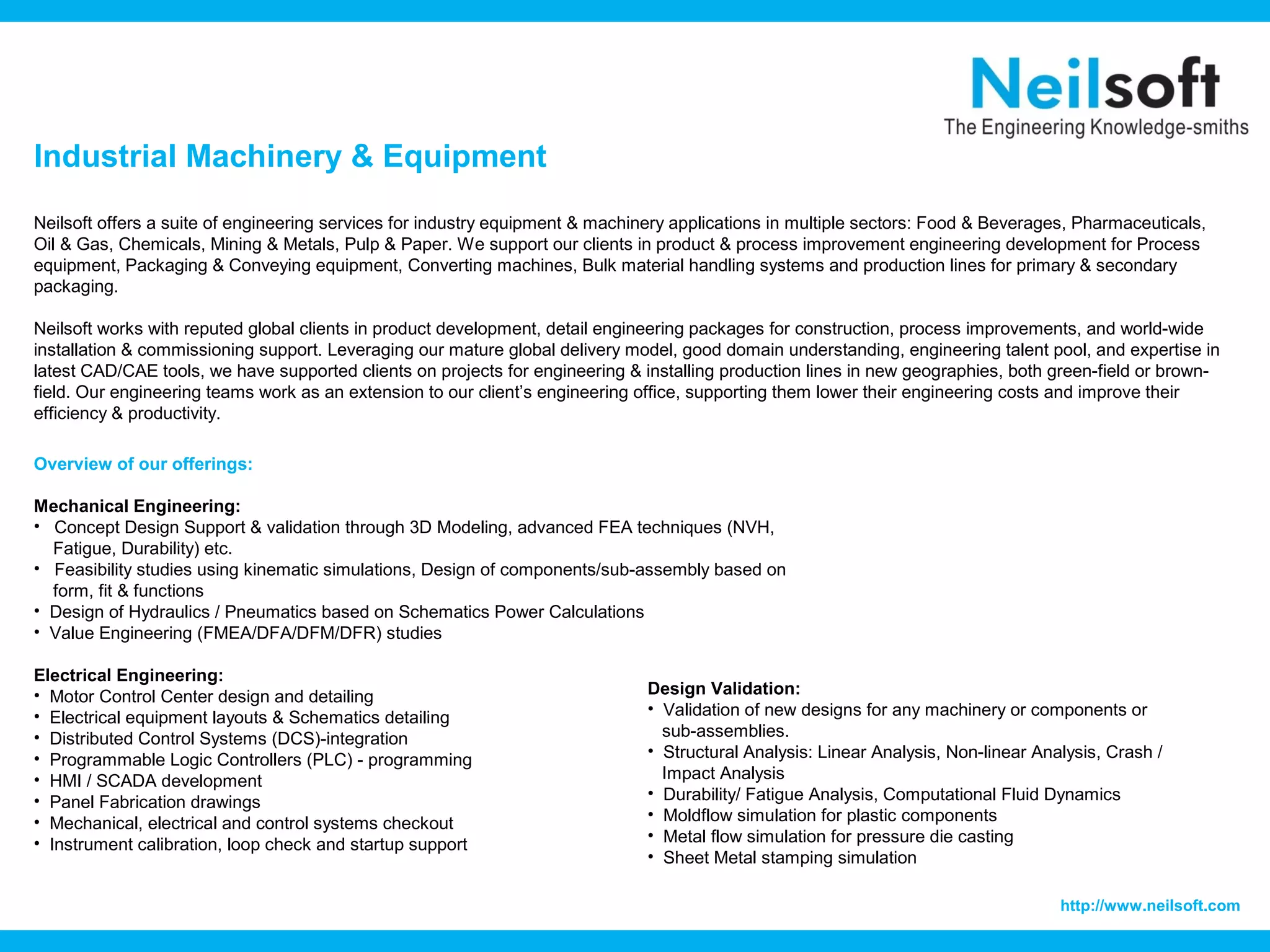 Neilsoft engineering services for industrial machinery & equipment | PPT