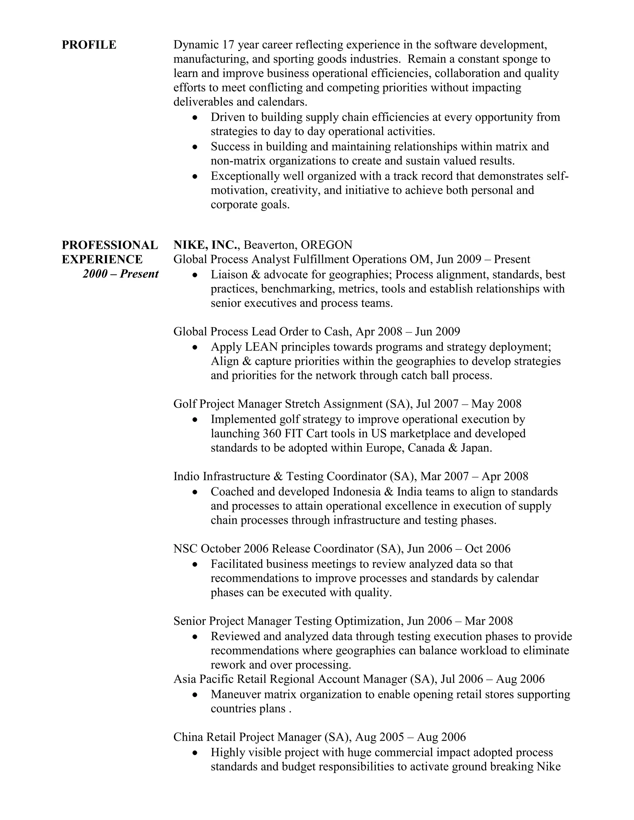 Reverse chronological cirriculum vitae/resume | DOCX | Business | Business and Finance