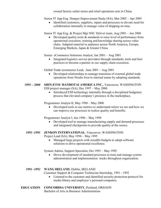 Reverse chronological cirriculum vitae/resume | DOCX | Business | Business and Finance