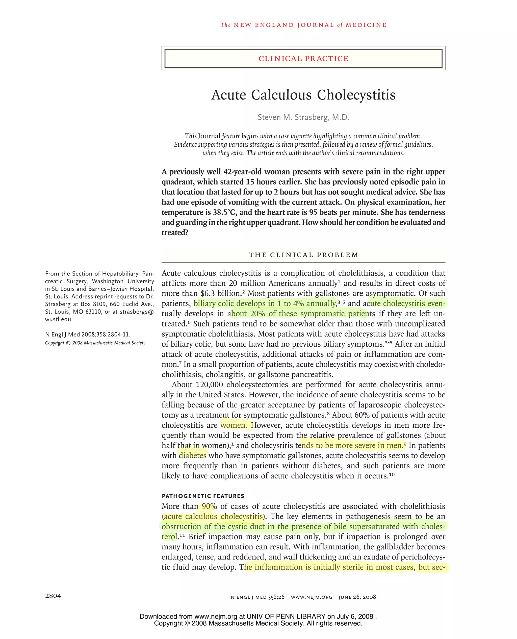 NEJM Cholecystitis | PDF