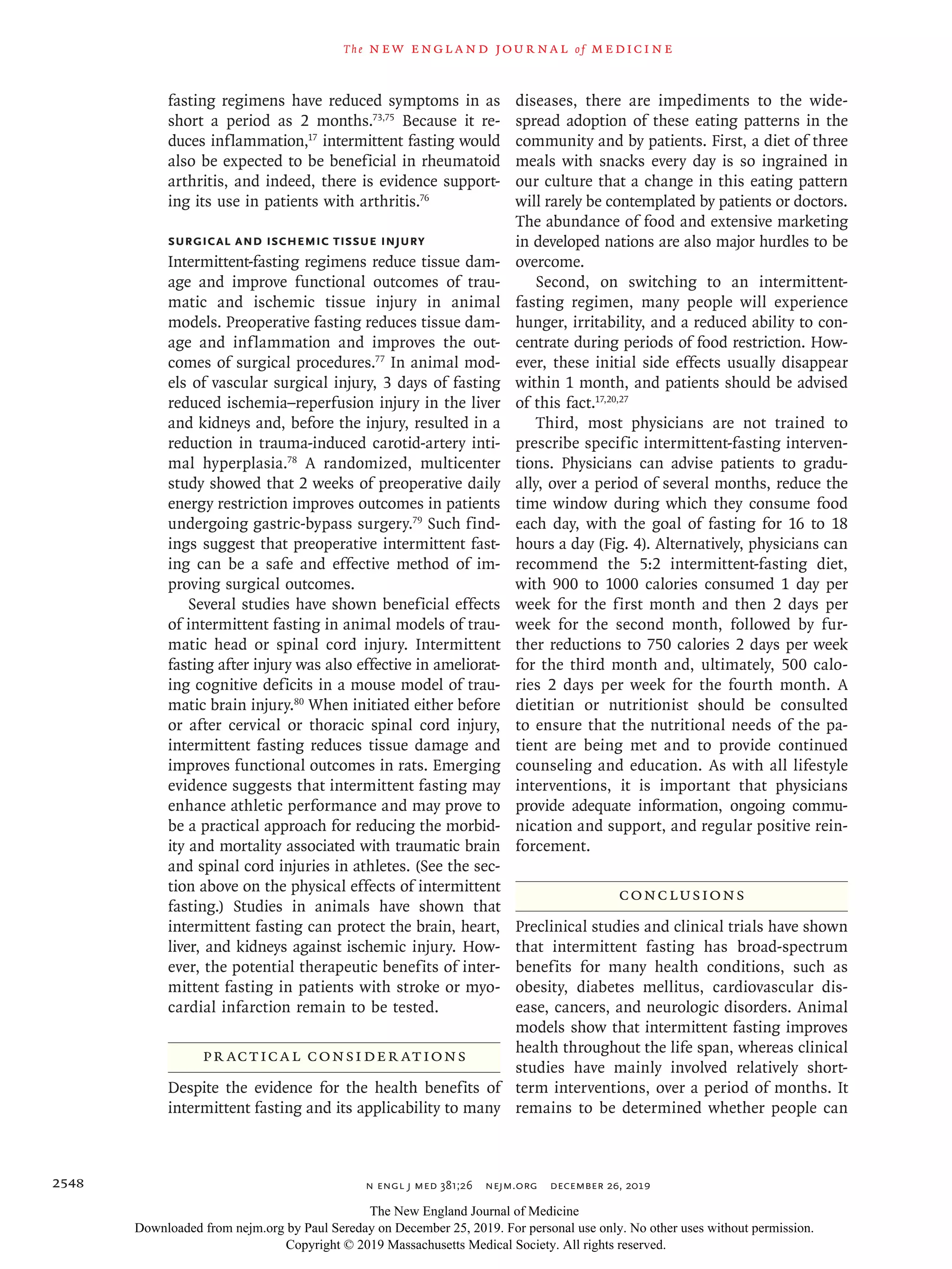 Ayuno intermitente en la salud, envejecimiento y enfermedad. | PDF