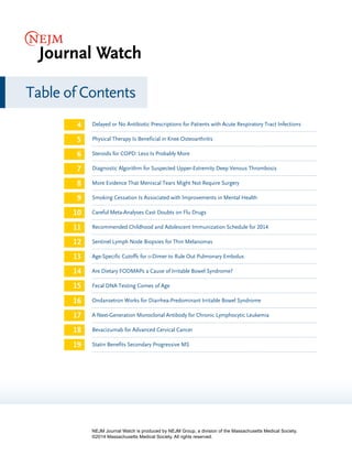 Nejm journal watch practice changing articles 2014 | PDF | Physical ...