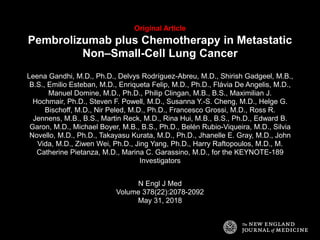 Pembrolizumab plus chemotherapy in methastasic non small cell lung ...