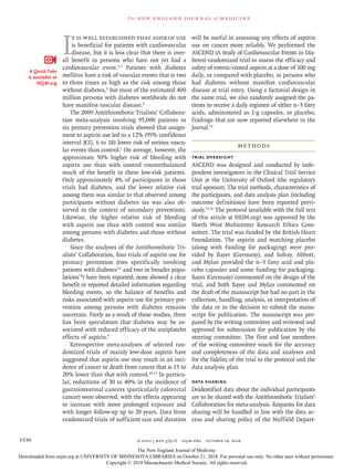 Nejm Effects of Aspirin for Primary Prevention in Persons with Diabetes ...