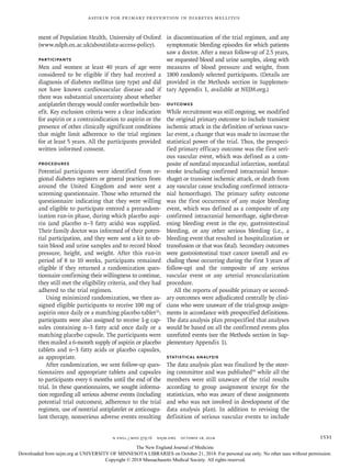 Nejm Effects of Aspirin for Primary Prevention in Persons with Diabetes ...