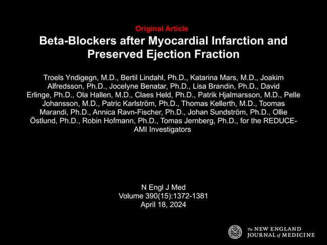 Beta Blockers After Myocardial Infarction Pptx