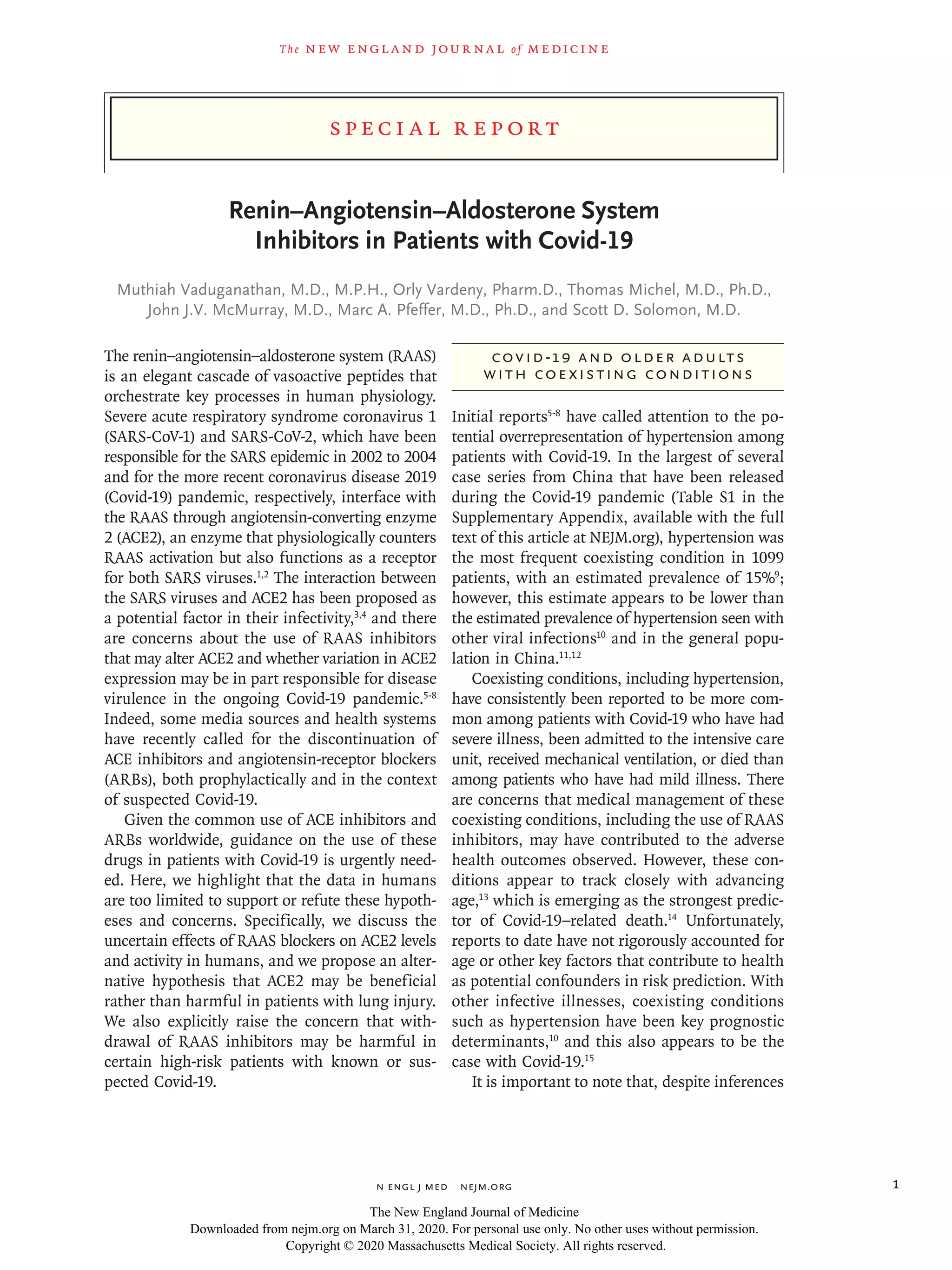 Renin - Angiotensin - Aldosterone System Inhibitors in Patients with ...