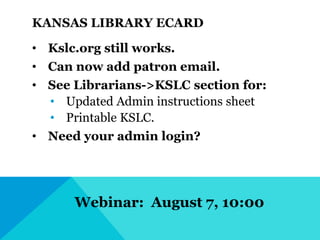 State Library of Kansas Statewide Resources Overview | PPTX | Tablets ...