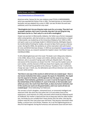 Nelle harper lee biography | DOCX