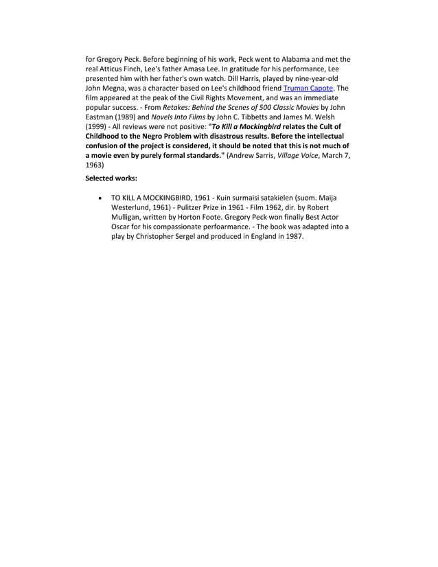 Nelle harper lee biography | PDF