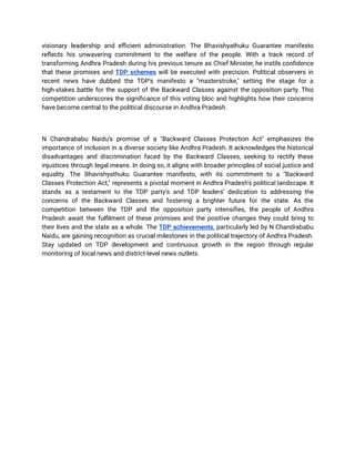 N Chandrababu Naidu's Visionary Leadership: A Catalyst For Andhra Pradesh's Progress | PDF