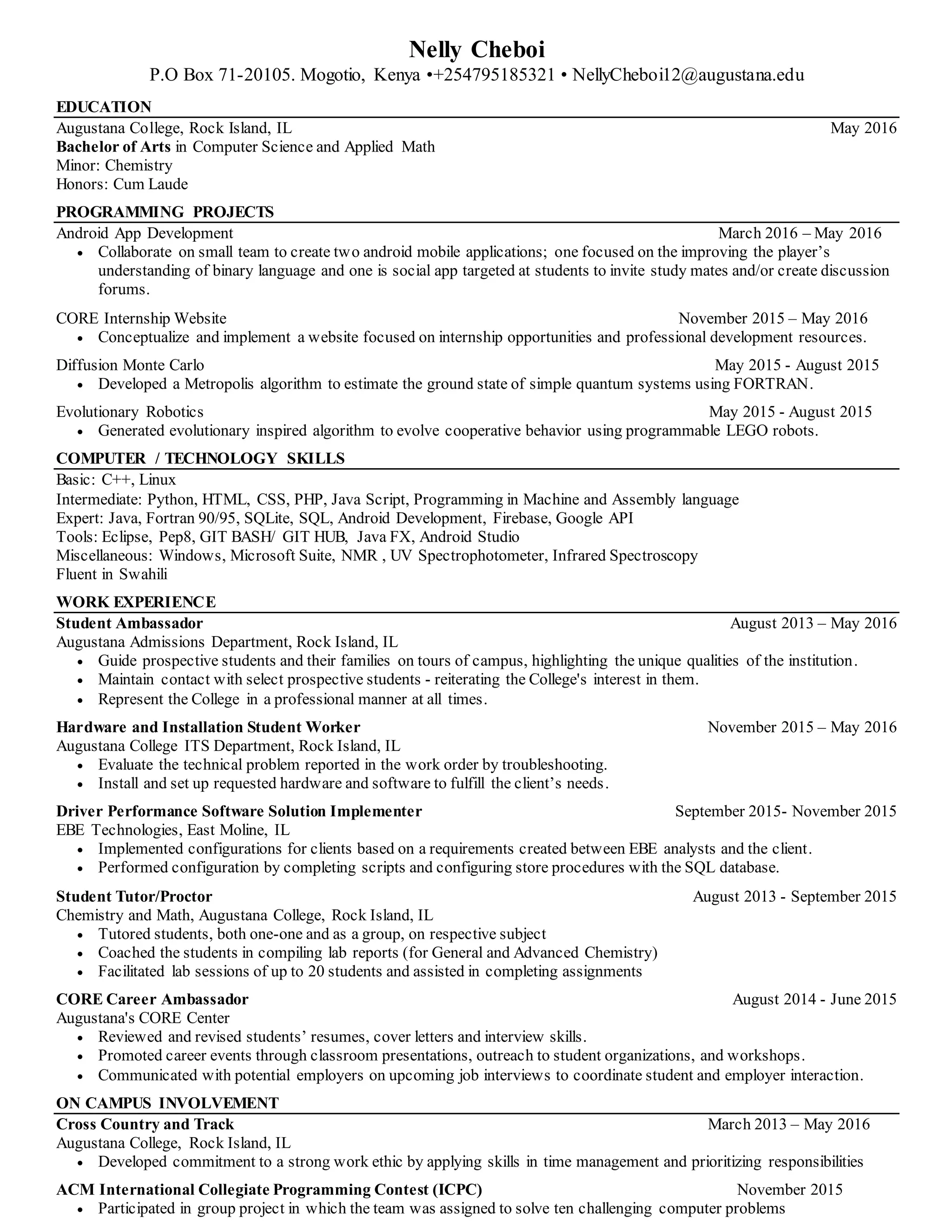 Nelly cheboi resume | DOCX